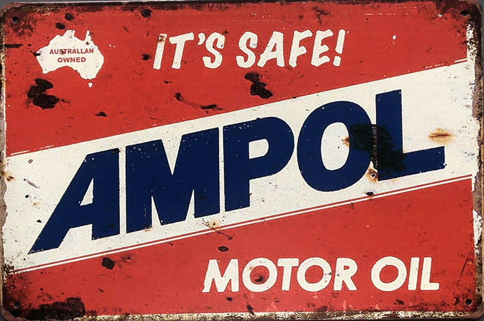 Ampol Australia Owned Oil Rustic Look Vintage Metal Tin Signs Man Cave