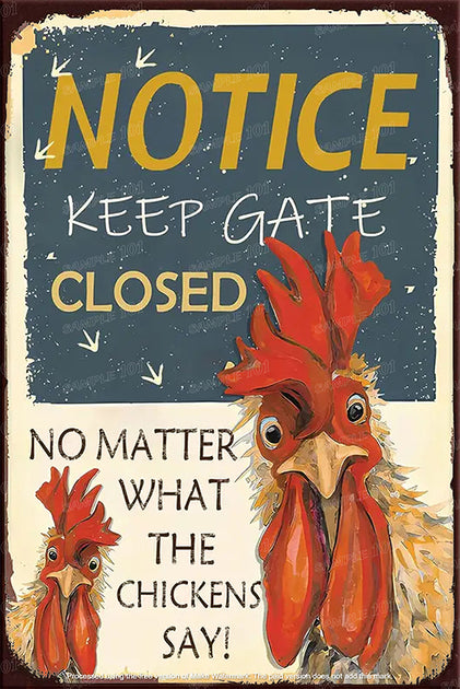 CHICKENS SAY Vintage Retro Home Wall Chicken Poster Décor Bar Wall Tin ...